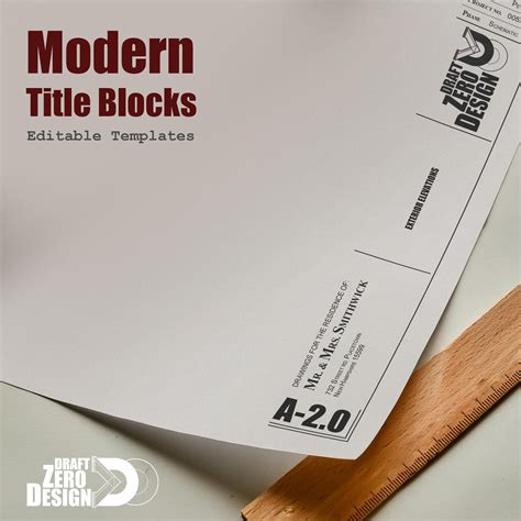 architect title block template modern style autocad editable title block for interior