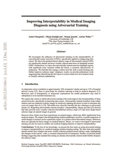 Improving Interpretability In Medical Imaging Diagnosis Using Adversarial Training Deepai
