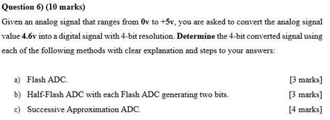 Solved Question 6 10 Marks Given An Analog Signal That Chegg Com