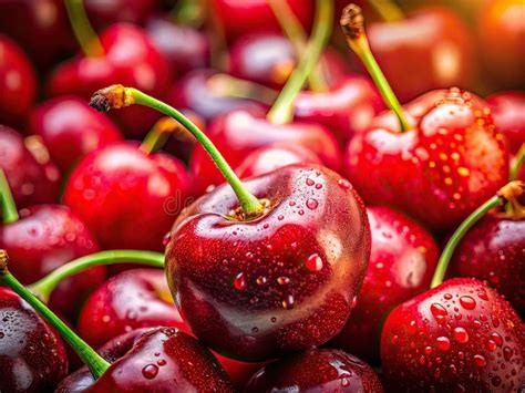 Captivating Closeup Of Ripe Red Cherries A Long Exposure Macro