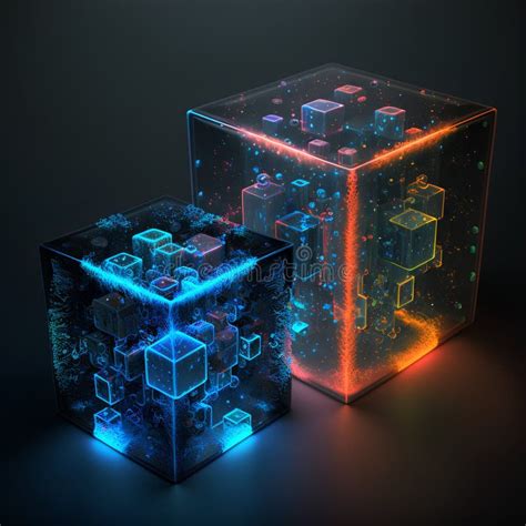Abstract Cube With Glowing Lights On Dark Background 3d Illustration