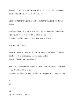 Continuous Time Convolution1 Solve The Following For Y T Docx