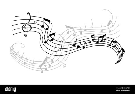 Musical Note And Treble Clef On Swirling Stave Icon Musical Notation Symbol Of Classic Music