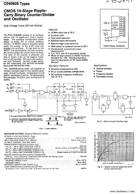 Cd4060b Cd4060be Cmos 14 Stage Ripple Carry Binary Counter Divider