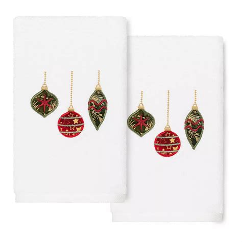 Linum Home Textiles Christmas 2 Pack Ornaments Embroidered Luxury