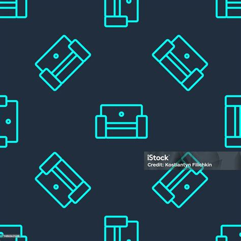 녹색 라인 안락 의자 아이콘 은 파란색 배경에 원활한 패턴을 분리 벡터 가구에 대한 스톡 벡터 아트 및 기타 이미지 가구 가정의 방 등고선 Istock