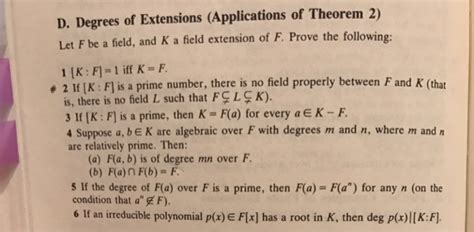 Solved Let F Be A Field And K A Field Extension Of F Prove Chegg