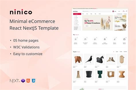 Ninico - Minimal eCommerce React NextJS Template