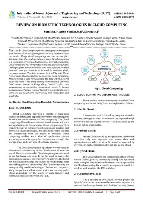 PDF REVIEW ON BIOMETRIC TECHNOLOGIES IN CLOUD COMPUTING