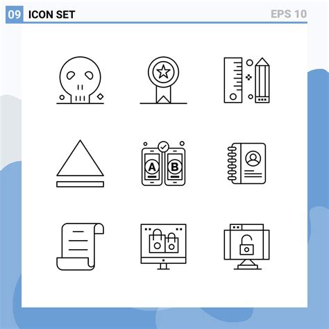 Universal Icon Symbols Group Of 9 Modern Outlines Of Book Web Design Coding Development