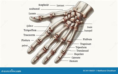 Anatomical Diagram Of Human Hand Bones And Joints Stock Illustration