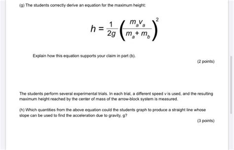 G The Students Correctly Derive An Equation For The Chegg