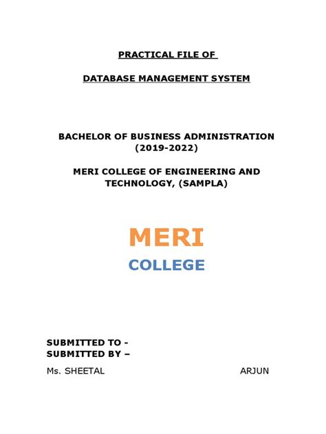 Dbms Practical File | PDF | Microsoft Access | Databases