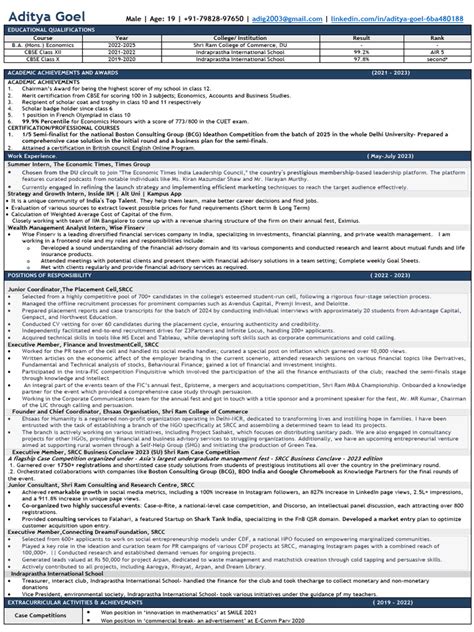 Aditya Goel Resume Srcc Pdf Non Governmental Organization