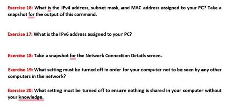 Solved Exercise What Is The IPv Address Subnet Mask Chegg