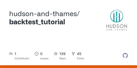 Github Hudson And Thamesbacktesttutorial