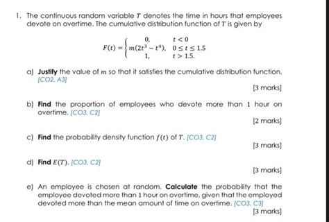 solved the continuous random variable t denotes the time in
