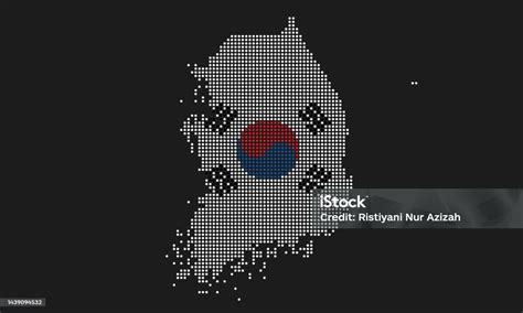 모자이크 도트 스타일의 그런지 텍스처가 있는 한국 지도 깃발 한국에 대한 스톡 벡터 아트 및 기타 이미지 한국 지도 기 Istock