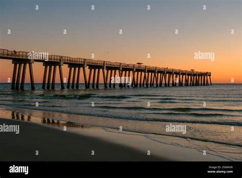 Jacksonville Beach Pier At Sunrise Jacksonville Beach Florida Stock