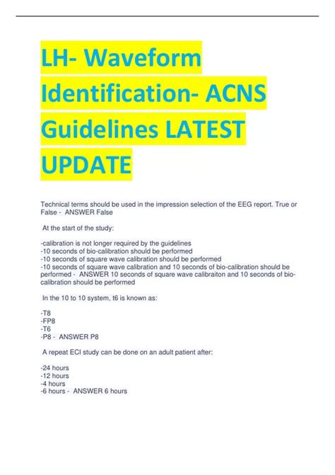 Lh Waveform Identification Acns Guidelines Latest Update Acns