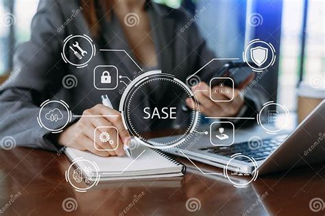 Sase Secure Access Service Edge Concept Hand Touching Secure Access Service Edge Icon On Virtual