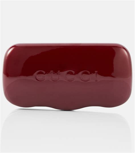 Logo Rectangular Sunglasses In Red Gucci Mytheresa