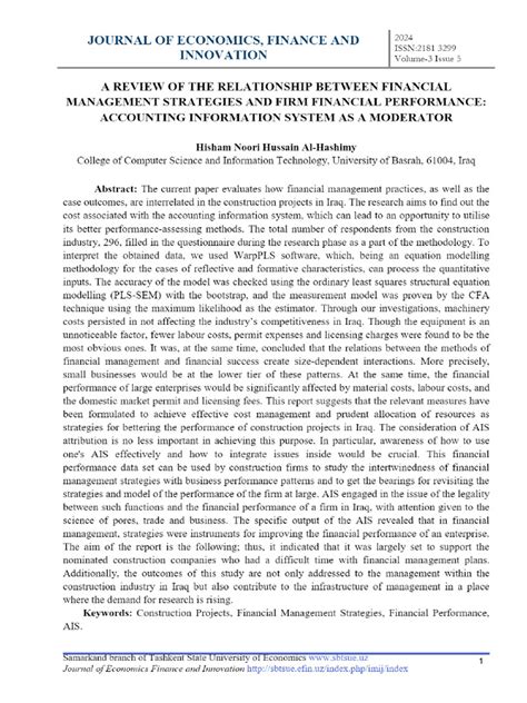 View Of A Review Of The Relationship Between Financial Management