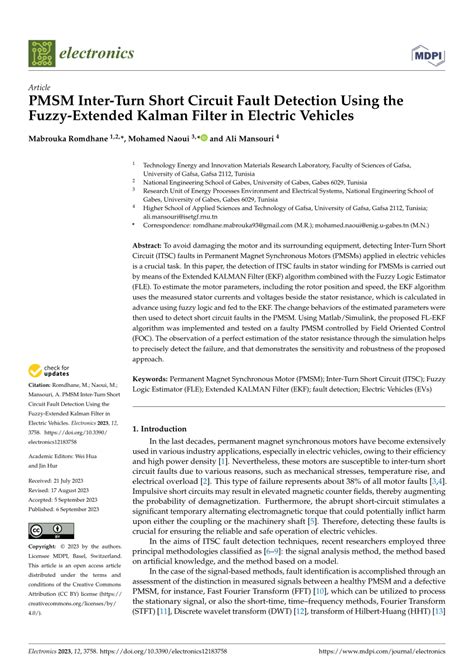 Pdf Pmsm Inter Turn Short Circuit Fault Detection Using The Fuzzy