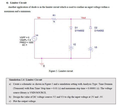 Solved Limiter Circuit Another Application Of Diode Is In Chegg