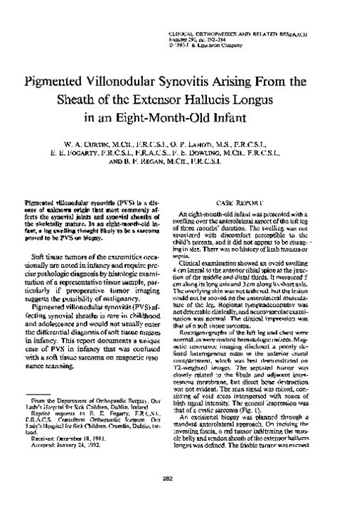 Pdf Pigmented Villonodular Synovitis Arising From The Sheath Of The