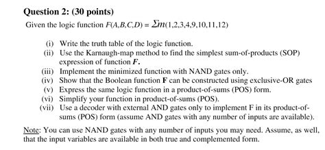 solved given the logic function