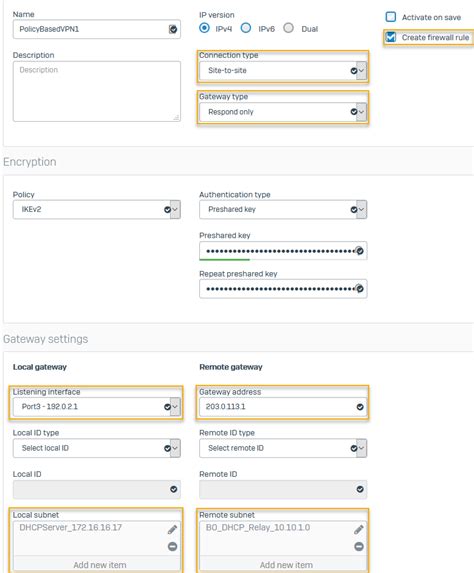 Send DHCP Traffic Over Policy Based IPsec VPN To Servers Sophos Firewall