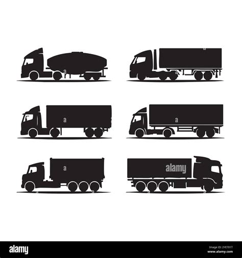 Set Of Truck Silhouette On White Background Stock Vector Image And Art