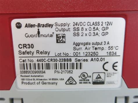 Allen Bradley Guardmaster 440c Cr30 22bbb Safety Relay W 440c Enet 2080 Ow4i Dw5191 1