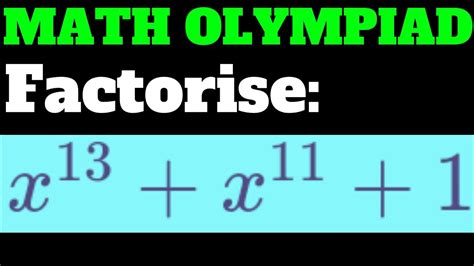 Can You Factorise This Wonderful Expression Factorise X¹³ X¹¹ 1 Ayaansmath Youtube