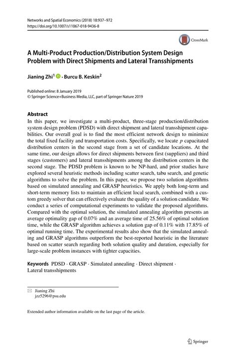 A Multi Product Production Distribution System Design