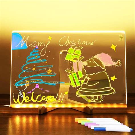 Amazon.com : LED Note Board with Colors, Glowing Acrylic Message Marker Board, Illuminating Dry ...