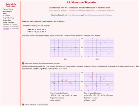 Finite Mathematics And Applied Calculus Variance And Standard Deviation Of A Set Of Scores Unit
