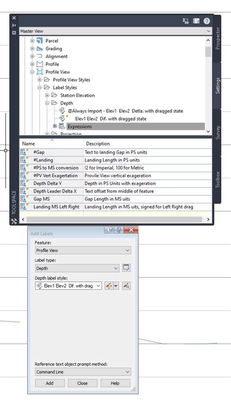 solved profile view depth label drag state autodesk community