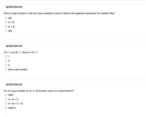 Solved Question 58 Given A Logic Function F With Two Input