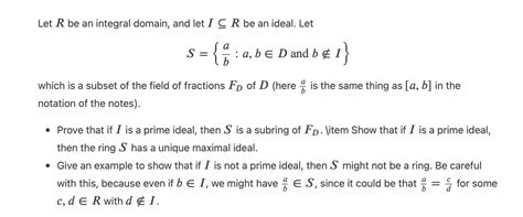 solved let r be an integral domain and let i c r be an