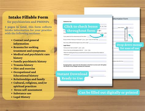Psych Intake Form General Information Intake Fillable Pdf Editable Etsy