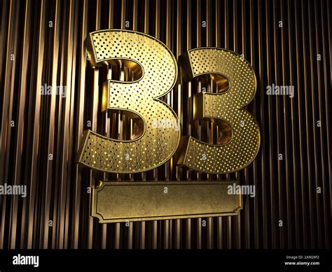Number 33 Number Thirty Three Perforated With Small Holes On The Background Of Metal Pieces