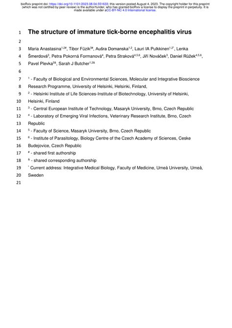 Pdf The Structure Of Immature Tick Borne Encephalitis Virus