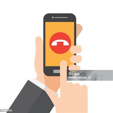 스마트폰 전화 거부 울리는 전화를 무시 한편 스마트폰 보유 하고있다 벡터 일러스트 레이 션 개념과 주제에 대한 스톡 벡터 아트 및 기타 이미지 Istock