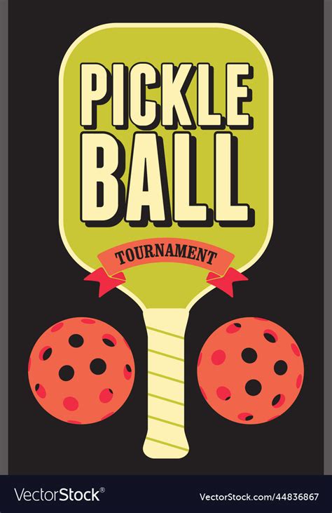 Pickleball Tournament Vintage Style Poster Vector Image