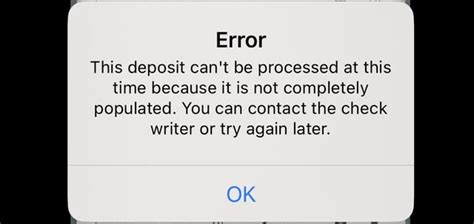 Check Deposit Error Check Not Populated Rusaa