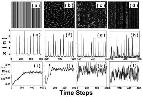 Noise Induced Spatiotemporal Evolution Patterns At Time Steps N 10