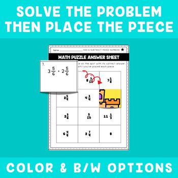 Adding Subtracting Mixed Numbers With Like Denominators Puzzle Game Th Grade