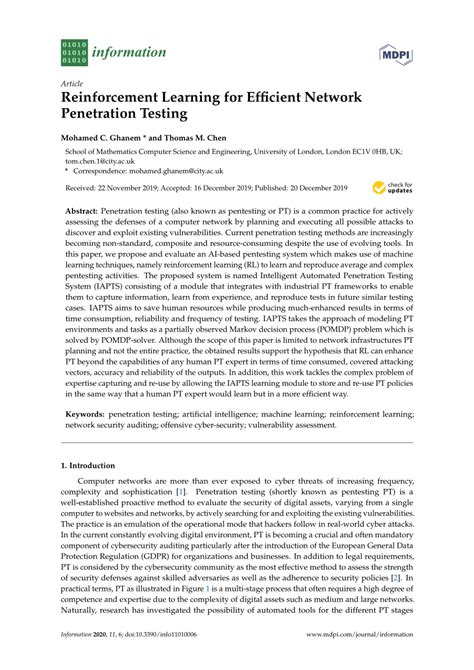 pdf reinforcement learning for efficient network penetration testing